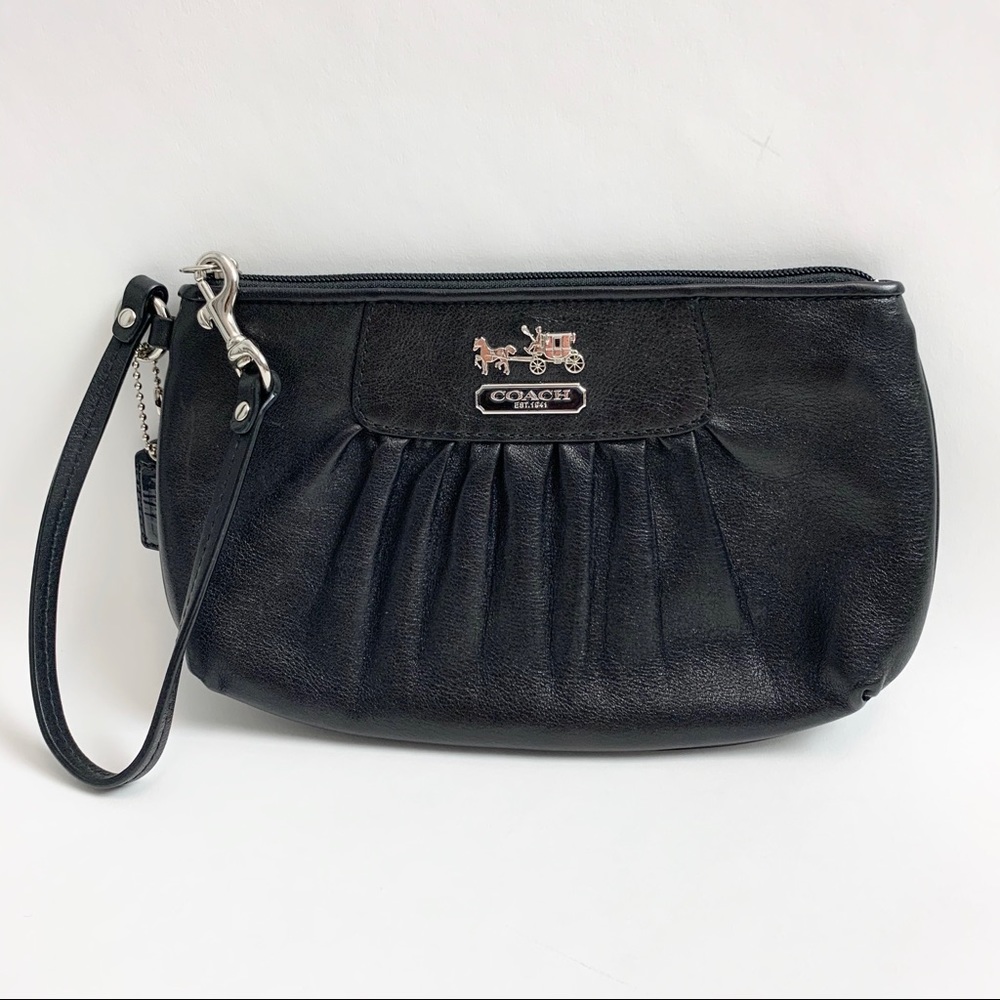 Black Pleated Coach Hand And Wrist Bag - Gem
